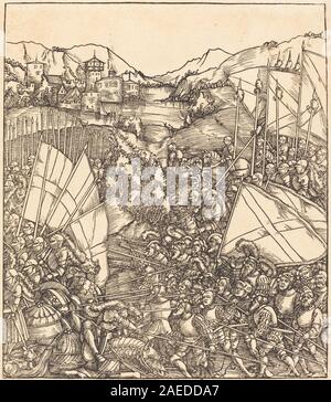 Engraving or woodcut by Hans Springinklee depicting the War at Hainault ...