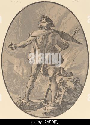 Pluto, 1588 - 1590 print The god Pluto, standing, seen on the back, a ...