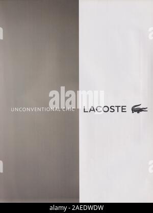 poster advertising Lacoste fashion house in paper magazine from 2010 ...
