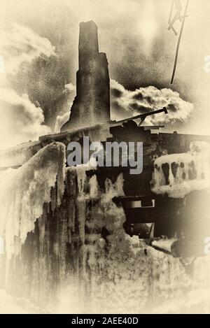 Frozen ruins of a building after a fire Stock Photo - Alamy