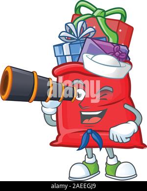 Smiling happy Sailor with binocular santa socks cartoon design Stock ...