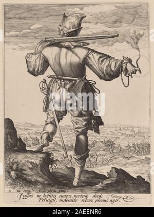 Musketeer, 1587, by Jacques de Gheyn II after Hendrik Goltzius, depicts ...