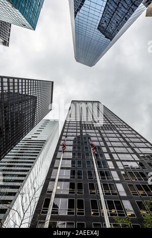 Office building top view background in retro style colors. Manhattan ...