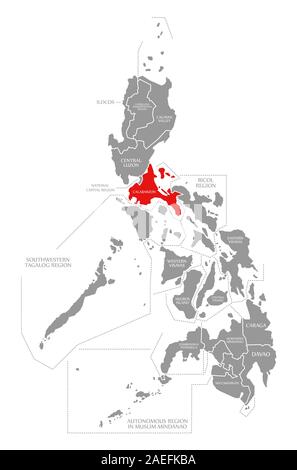 Calabarzon red highlighted in map of Philippines Stock Photo - Alamy