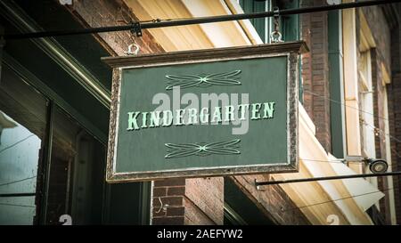 Street Sign the Direction Way to Kindergarten Stock Photo - Alamy
