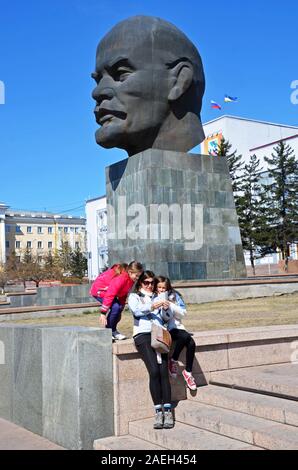 Statue of Lenin's head in the central square in Ulan Ude, Buryatia ...