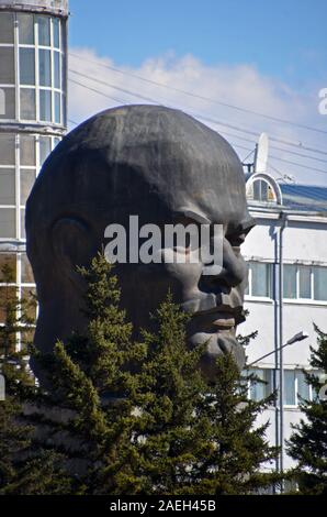 Statue of Lenin's head in the central square in Ulan Ude, Buryatia ...