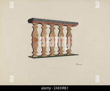 Choir Rail, created by Josephine C Romano in 1938, depicts a wooden or ...