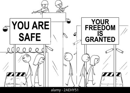 Freedom and Unfreedom , Vector Cartoon Stick Figure Illustration Stock ...