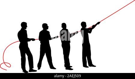 Black silhouettes of people pulling rope Stock Photo: 60393409 - Alamy
