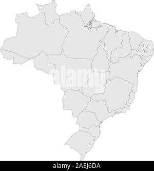 Brazil political map with detailed provinces vector. Vintage pink shade ...