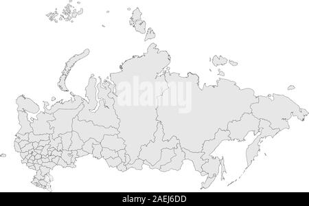 Political map of Russia, or Russian Federation. Federal subjects ...