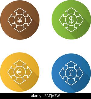 Euro sign flat linear long shadow icon. European union currency. Vector ...