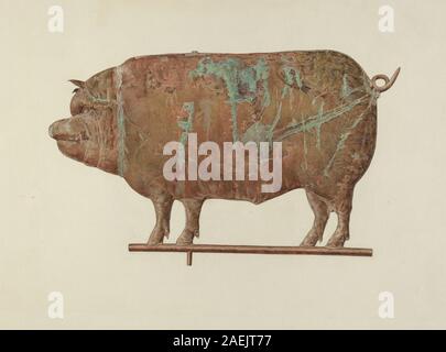 Marian Page's 1940 pig weather vane depicts a cast metal pig mounted on ...