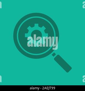 Settings search glyph icon. Silhouette symbol. Magnifying glass with ...