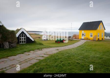 Deutz D15 tractor and fishing boat, Mánárbakki Museum, Tjorns Peninsula ...