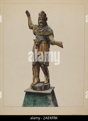 A wooden Cigar Store Figure by Mina Lowry circa 1937, showing carved ...