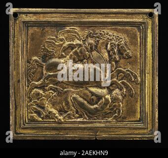 A battle scene in the style of Moderno, depicting armed soldiers in ...