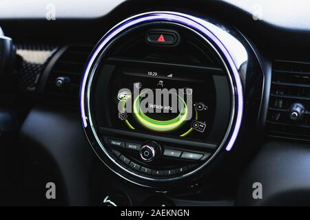 Modern car multimedia system with colorful illumination and beautiful ...