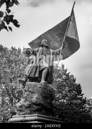 Statue of Pedro Alvares Cabral, navigator who discovered the land of ...