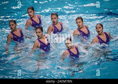 Swimmers do water ballet at the free combination synchronized swimming ...