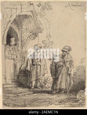 Three oriental figures (Jacob and Laban) 1641 by Rembrandt Stock Photo ...