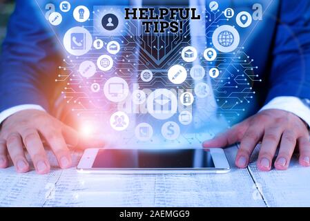 Handwriting text writing Helpful Tips. Conceptual photo advices given ...