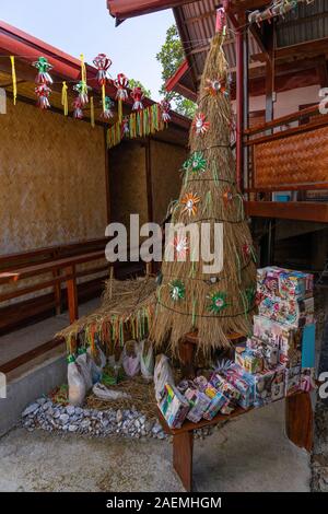Am improvised Christmas tree made out of recycled plastic bottles ...