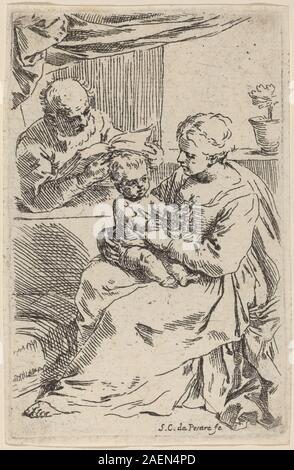 Painting by Simone Cantarini depicting the Holy Family, showing Virgin ...