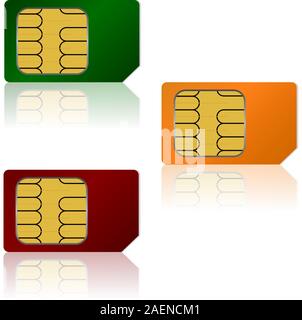 Red sim cards, illustration, vector on a white background Stock Vector ...