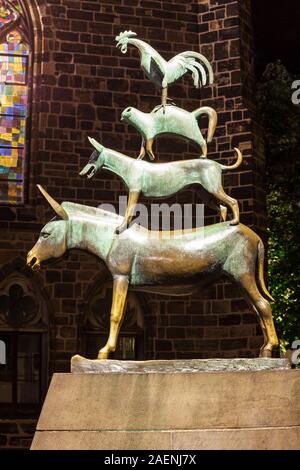 Famous statue in the centre of Bremen Germany depicting the donkey dog ...