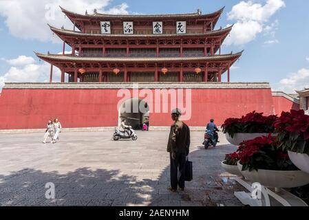 March 7, 2019: Chaoyang Gate Tower (south entrance gate) in Jianshui ...
