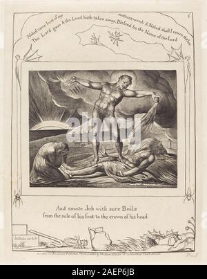 William Blake, Satan Smiting Job with Sore Boils, painting tempera on ...