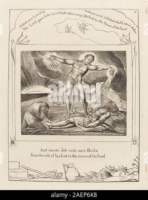 This artwork depicts the biblical scene of Satan appearing before the ...