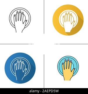 Manicure bowl linear icon. Thin line illustration. Woman's manicured ...