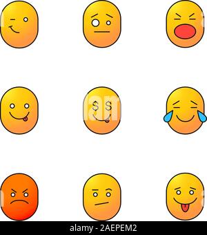 Greedy smile color icon. Yummy dollar emoji. Isolated vector ...