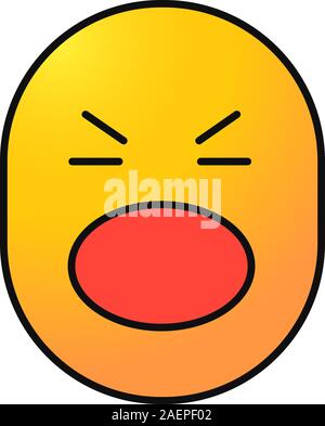 Face with open mouth and tightly closed eyes glyph icon. Shocked smiley ...