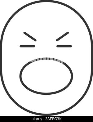 Scared face linear icon. Smiley with open mouth. Thin line illustration ...