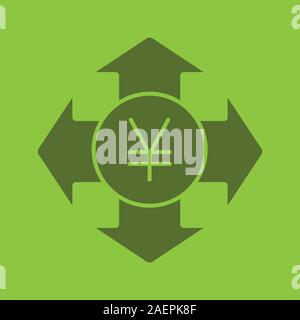 Money spending glyph color icon. Silhouette symbol. Euro currency with ...