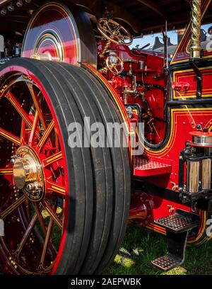 The cockpit of a vintage steam traction engine at Bicester Heritage ...