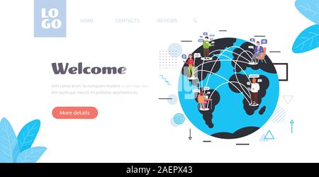 woman world bubble speech sending email envelope vector illustration ...