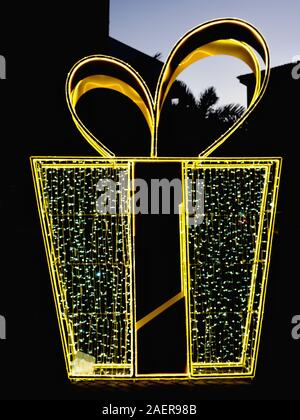 Gift box of Equipment for Christmas decoration on wooden floor ...