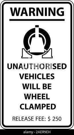 Wheel clamping warning sign - no parking, car wheel clamp symbol Stock ...