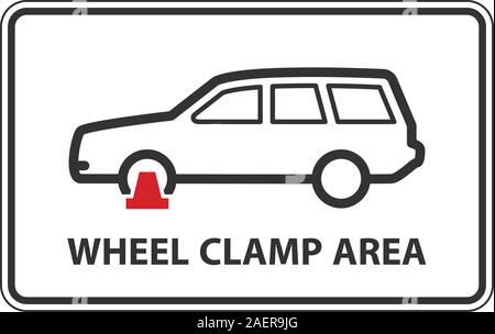 Wheel clamping warning sign - no parking, car wheel clamp symbol Stock ...