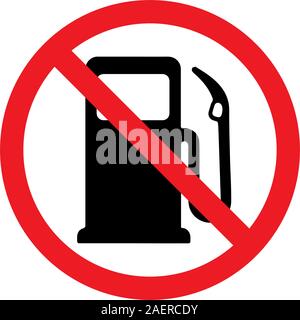 Forbidden no fuel station or no gas pump prohibition red circular road ...