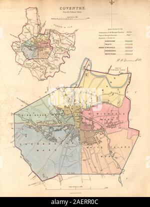 COVENTRY. Vintage town city map plan. Warwickshire 1950 old vintage ...
