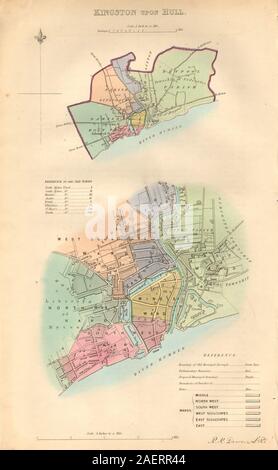 HULL Kingston Upon Hull antique town city plan by GW BACON Yorkshire ...