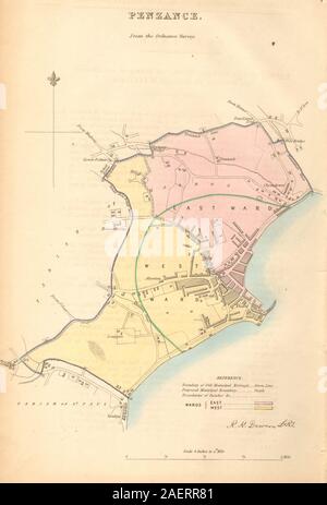 PENZANCE vintage town/city Plan. Cornwall. WARD LOCK 1952 old vintage ...