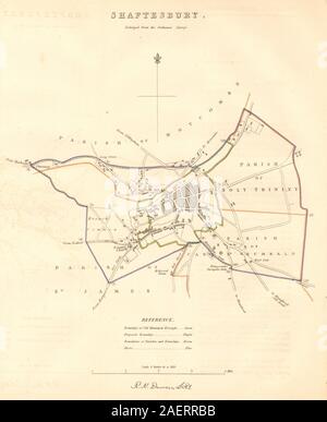 SHAFTESBURY borough/town plan. BOUNDARY COMMISSION. Dorset. DAWSON 1837 ...