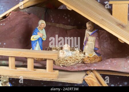 Nativity scene with provencal Christmas crib figures in terracotta ...